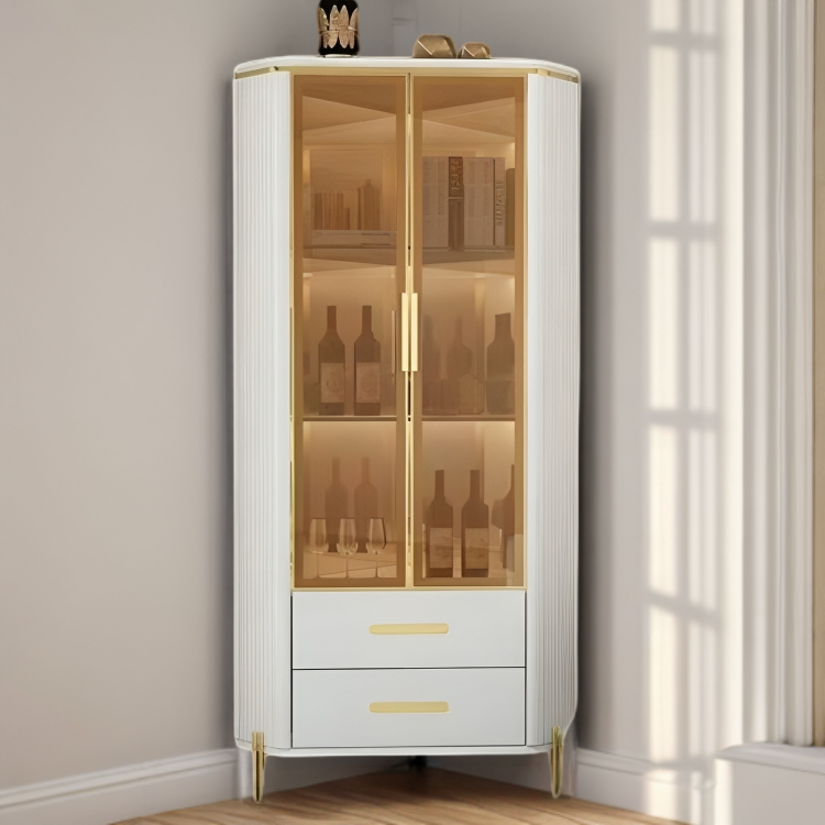 PRE ORDER & SAVE Julie Corner Display Cabinet White Gold – Home ...